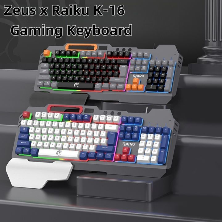 Zeus x Raiku K-16 RGB Gaming Keyboard 104 Keys Backlight Wired ...