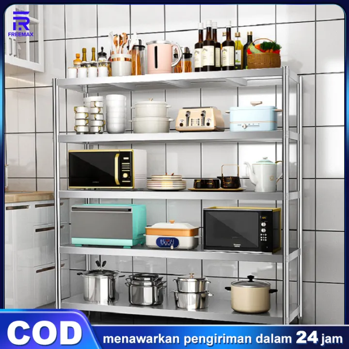 Rak Dapur Stainless Steel /Rak Barang/Rak penyimpanan 5 Tingkat /Rak ...
