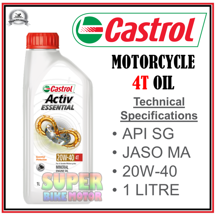 Castrol Activ Essential 4T 20W-40 Oil (Motorcycle) - 1 Litre | Lazada