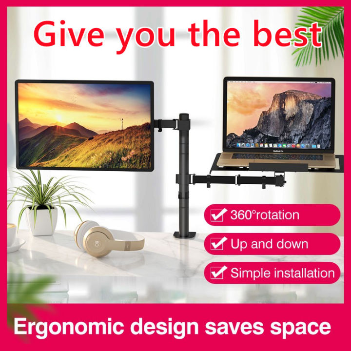 Monitor and Laptop Mount Monitor Stand Tray Desk Arms, support 15KG ...