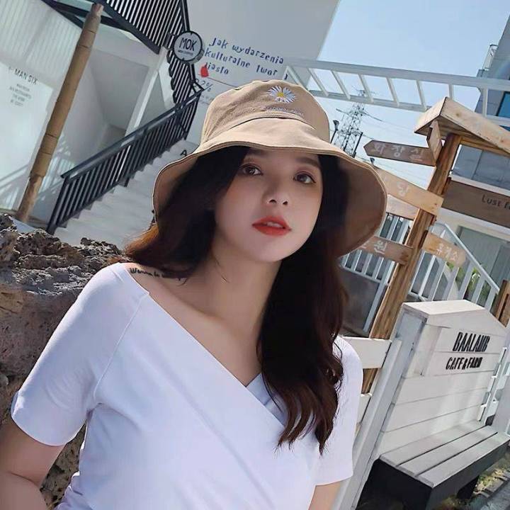 Shop shop หมวกบักเก็ตปักดอกเดชี่ น่ารักๆ สินค้าพร้อมส่ง D051 | Lazada.co.th