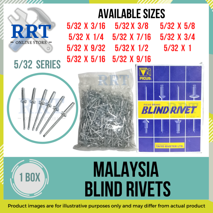 Malaysia Aluminum Blind Rivets Per Box (5/32 Series) | Lazada PH