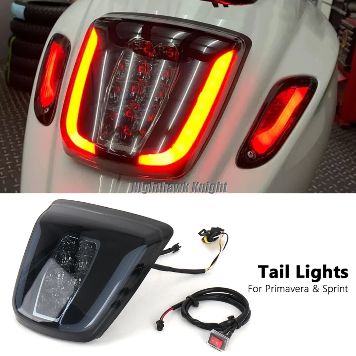 Motorcycle Brake Tail Light Turn Signals LED Integrated New For Vespa ...