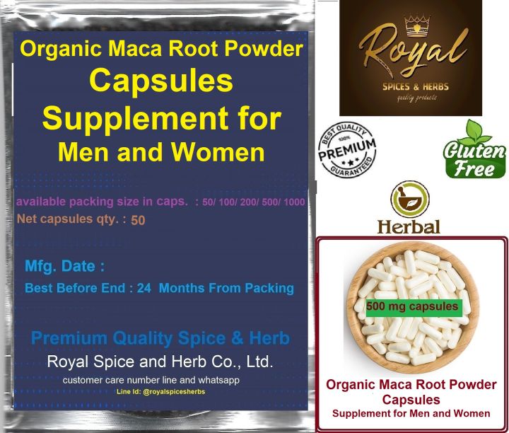 Organic Maca Root Powder Capsules Maca Root Supplement for Men and ...