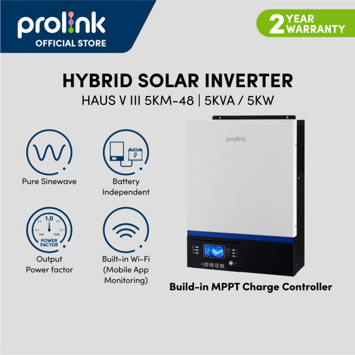 Prolink [5KVA | 5000W | MPPT | Pure Sine-Wave] 80A Hybrid Off-Grid ...