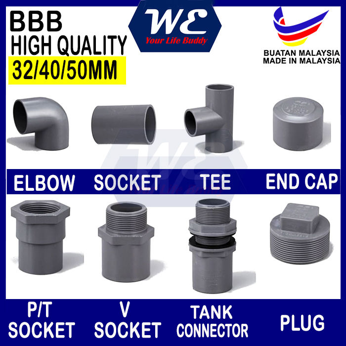 Fitting Paip PVC / PVC Pipe Fitting Connector 32mm 40mm 50mm Socket Elbow Tee PT Socket Valve ...