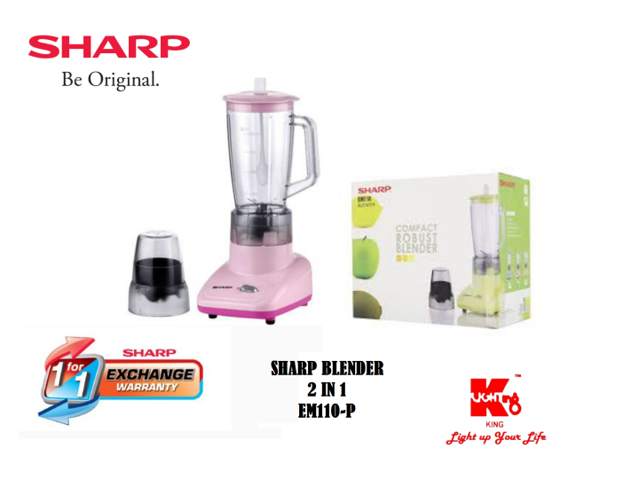 SHARP 2 IN 1 BLENDER 250W ( 1.0L ) EM110-P WITH 1 SPEED CONTROL | Lazada
