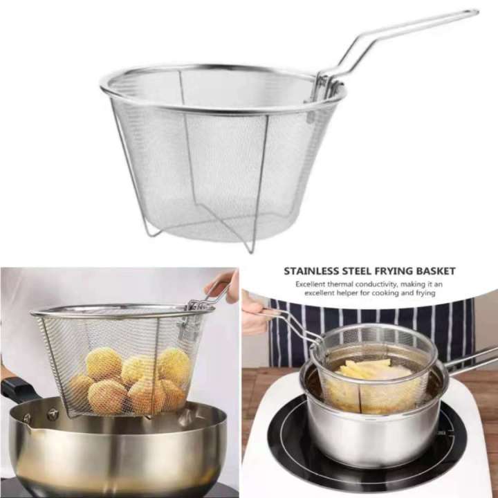 Stainless Steel Folding Deep Fried Basket Frying Pan Strainer Food ...