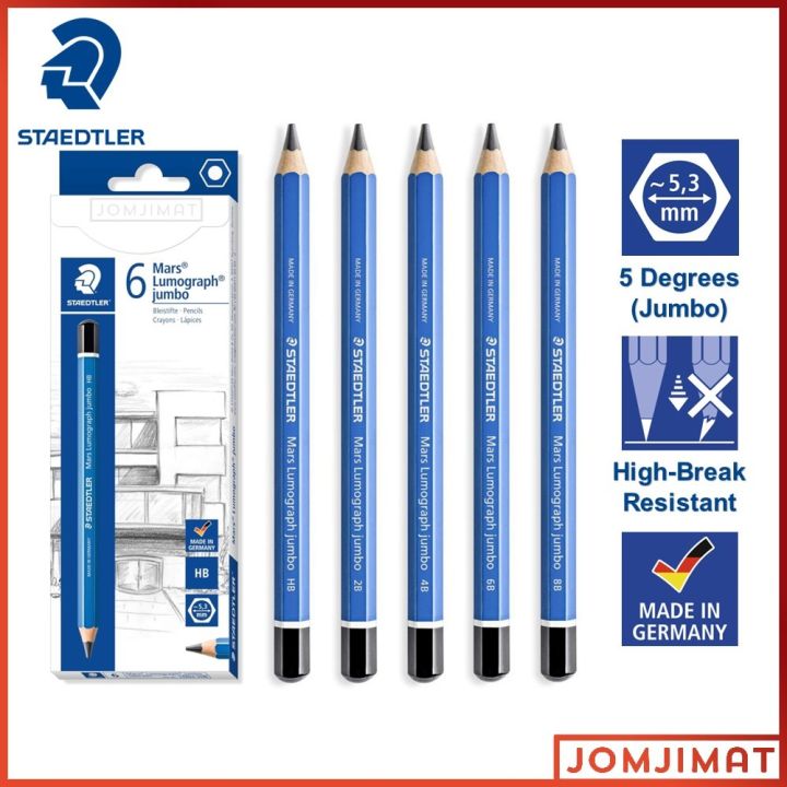 Staedtler Mars Lumograph Jumbo Pencil Drawing Sketching 100J - HB 2B 4B 6B 8B / Staedtler ...