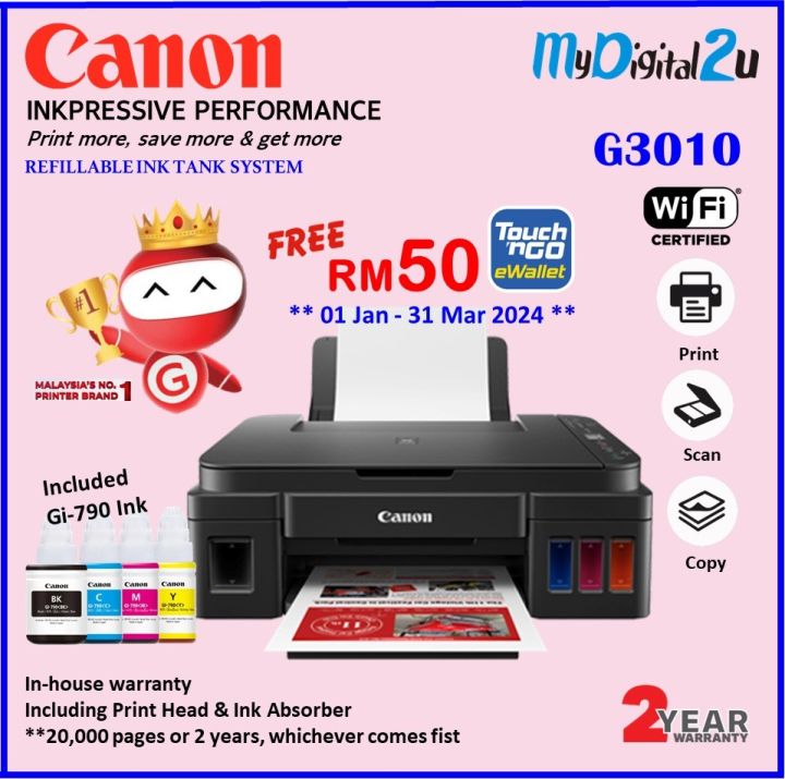Canon Pixma G3010 3 in 1 WIFI Refillable Ink Tank for High Volume ...