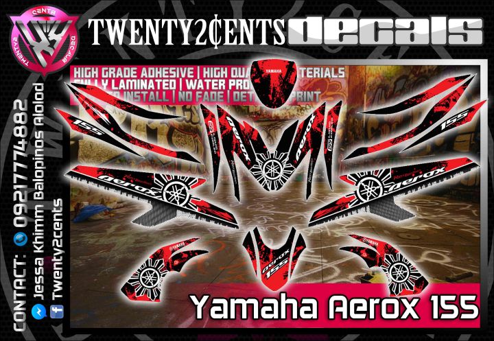 Yamaha Aerox 155 V1 High-Quality Decals and Stickers full (sun) | Lazada PH