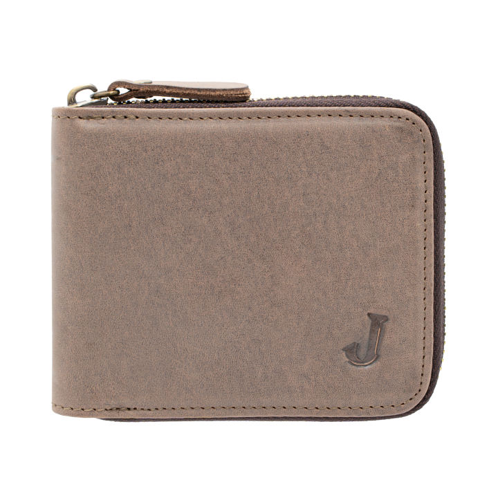 Jack Studio Grain Leather RFID Bifold Zipper Wallet For Mens / Dompet ...