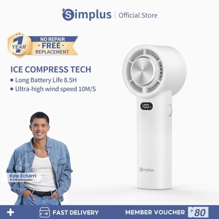 Simplus Mini Handheld Fan with Ice-Cooling Function 100 Speed Levels Type-C Charging | Lazada PH