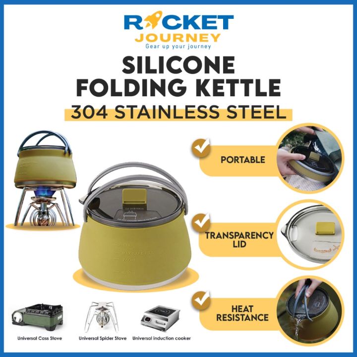 Silicone Folding Kettle Portable Coffee Tea Cooker Collapsible Mini ...