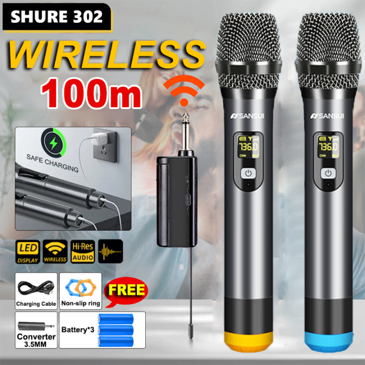 【3Years Warranty】Wireless Bluetooth Microphone With 2 Microphone Work ...