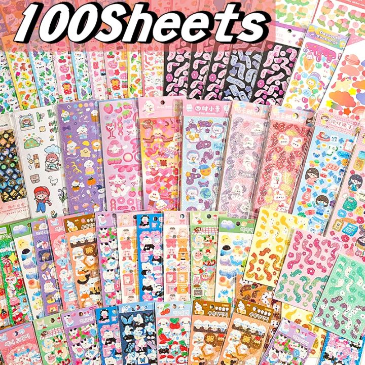 100 Sheets Sanrio Stickers Goo Card Sticker Girl Kids Non-Repeating ...