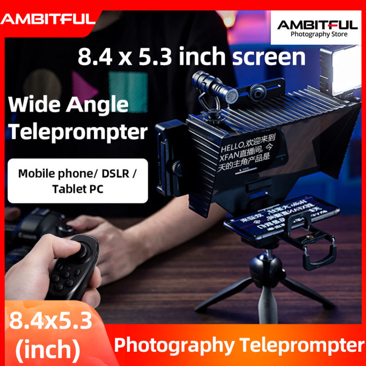 AMBITFUL Wide Angle Teleprompter for iPad Mini Tablet Phones Prompting ...