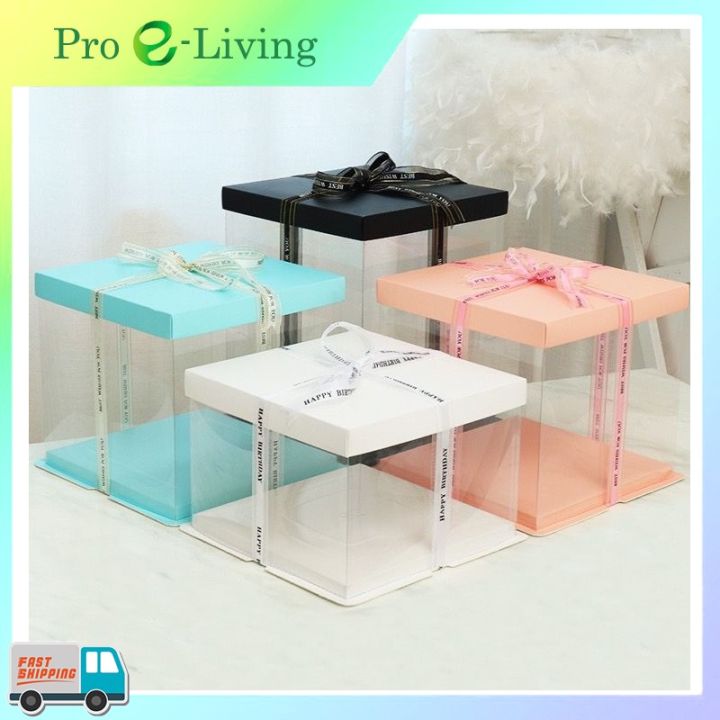 Heighten Cake Box Transparent Cake Box Birthday Gift Box Packaging ...