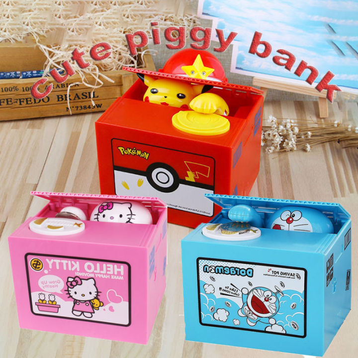Pokemon Piggy Bank Action Figure Anime Cartoon Pikachu Electronic ...