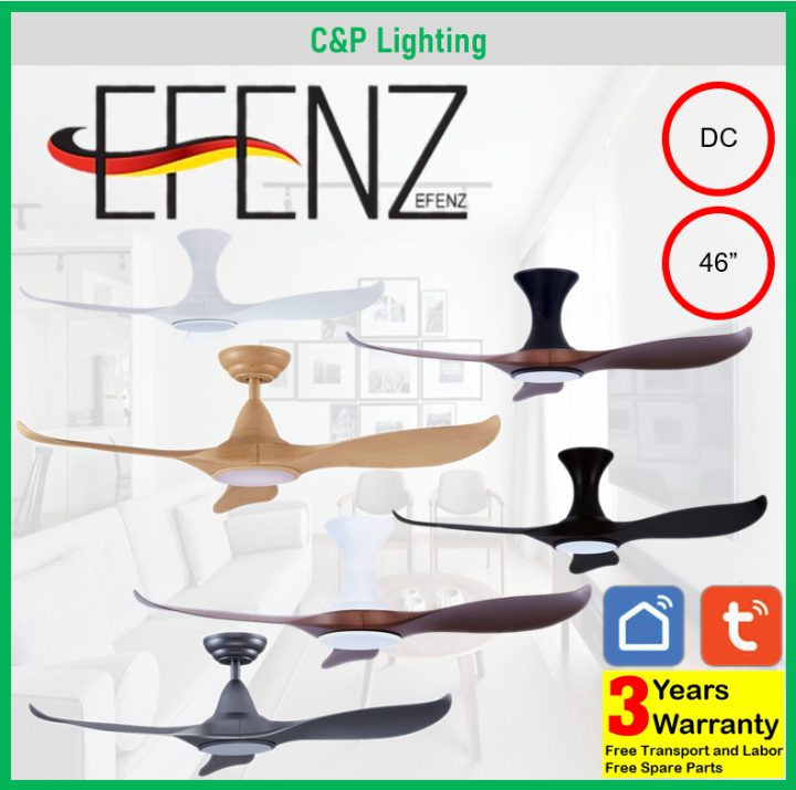 Efenz Troy 463 46" 3 Blades Smart Wifi Designer Ceiling Fan with Tri ...
