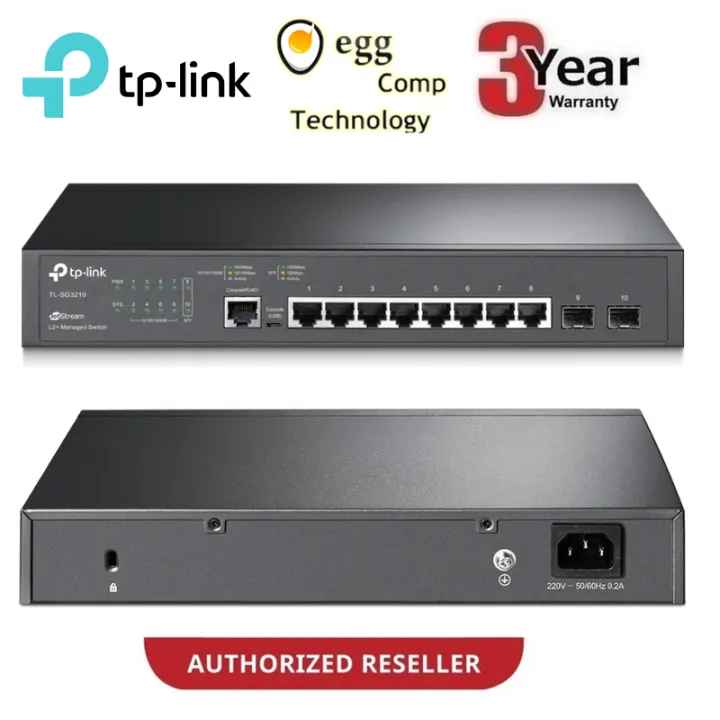 TP-LINK TL-SG3210 JetStream 8-Port Gigabit L2+ Managed Switch with 2 ...