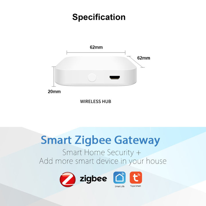 Zigbee Gateway WiFi 2.4 GHz Smart Hub Bridge DC5V 1A Wireless Remote ...