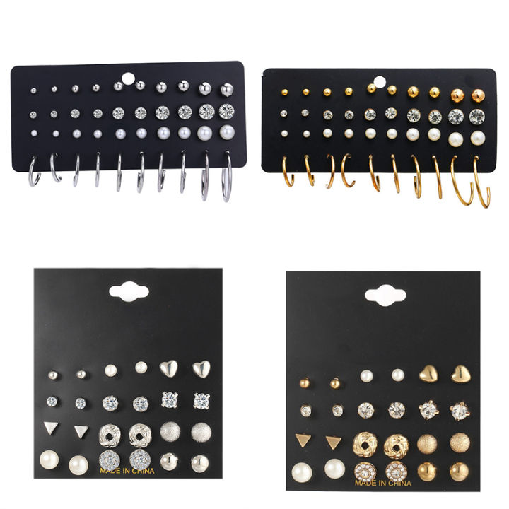 17MIEL Fashion Minimalist Mixed Small Earrings Set Simple Geometric ...