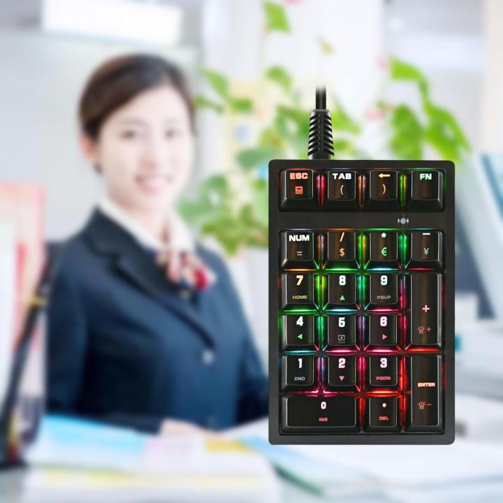 ELSEN K21 Mechanical Numeric Keypad 21 Key RGB Lighting Effect Comfortable Typing Blue Switch ...