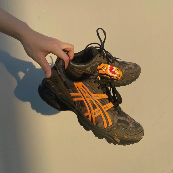 Authentic BAPE x ASICS GEL-1090 Arthur joint army green camouflage ...