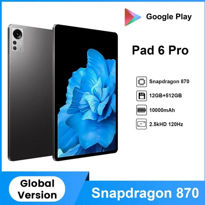 ใหม่ 2023 แท็บเล็ตพีซี Pad 6 Pro Snapdragon 870 Android 12.0 2K HD หน้า ...