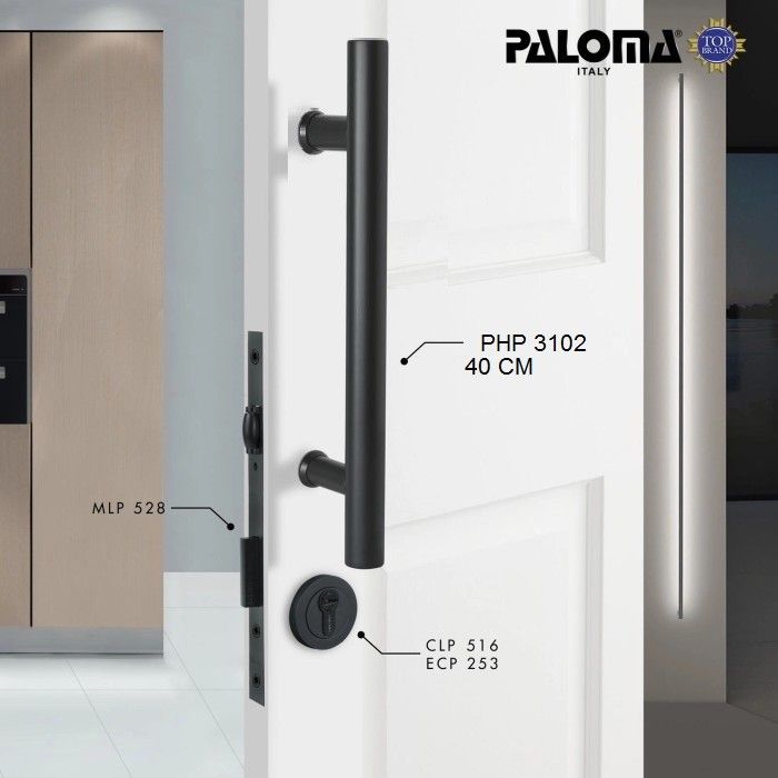 GAGANG PINTU PALOMA PHP 3102 HANDLE PINTU TARIKAN 40CM HITAM SET KUNCI ...