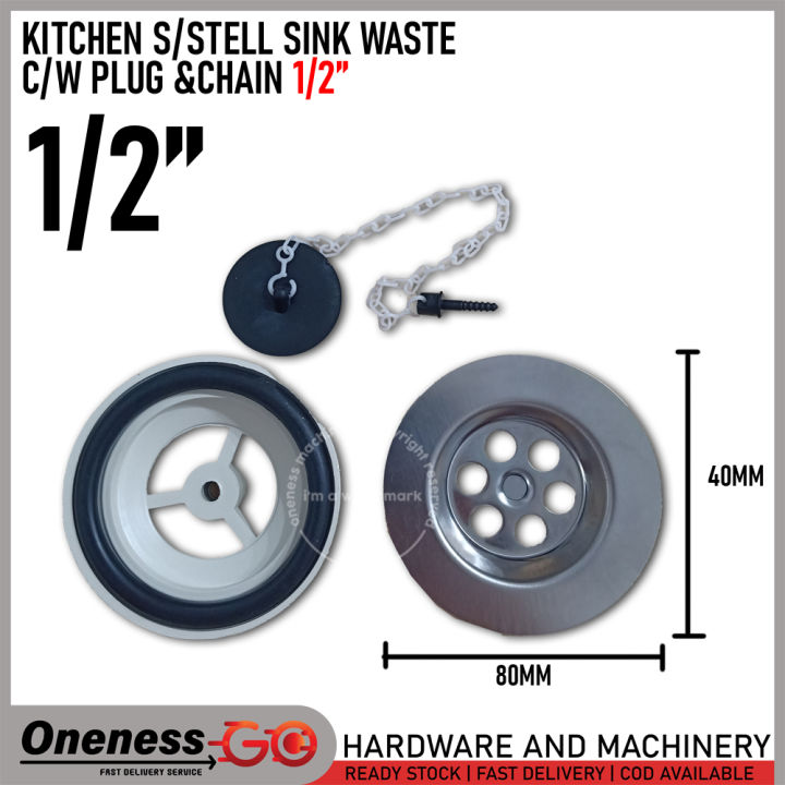KITCHEN S/STEEL SINK WASTE C/W PLUG & CHAIN -1 1/2'' -2113# | Lazada
