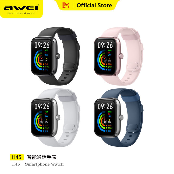 Awei H45 Multi-sport modes Smart watch IP68 waterproof rate supported ...