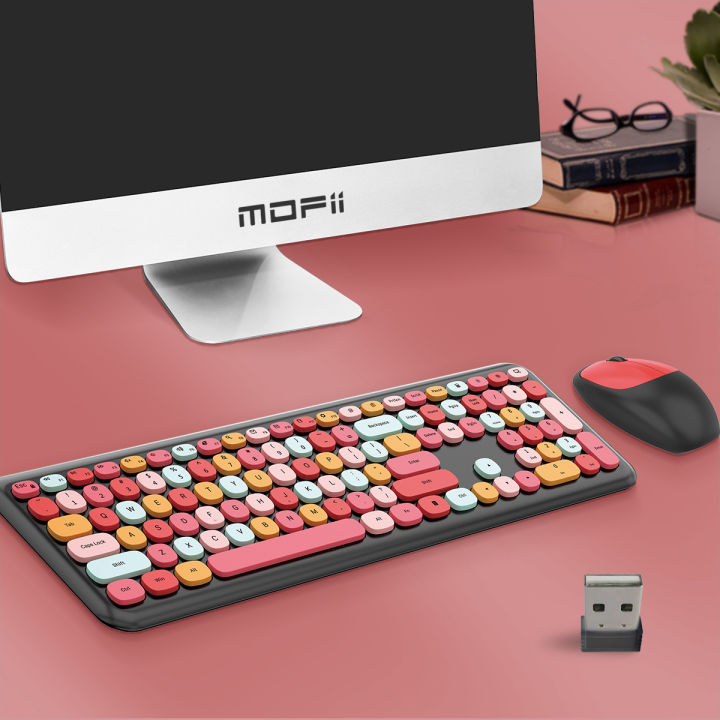 Original Mofii 666 Mixed Color Keycap 2 4ghz Wireless Keyboard And Mouse Combo 110 Key Keyboard