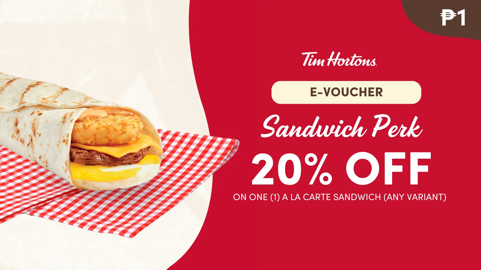 Tim Hortons 20% OFF 1 Sandwich (A la Carte) | Lazada PH