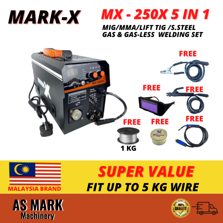 MARK-X MX-250X 5 IN 1 CO2 Gas & Gas-less MIG Welding Set / Lift TIG ...