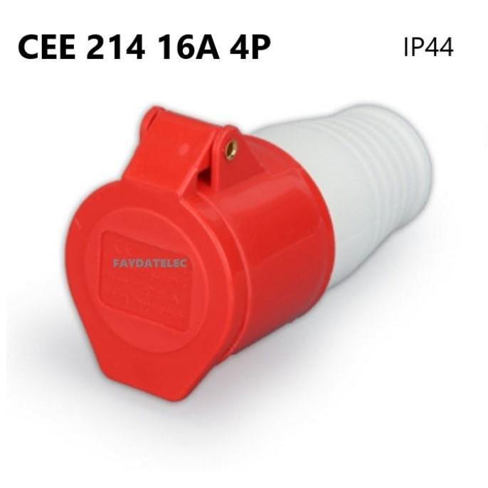 CEE 214 16A 4PIN INDUSTRIAL CONNECTOR SOCKET (RED) IP44 / 16 AMPERE 4 ...