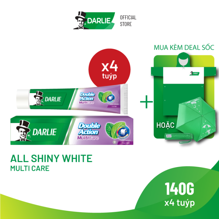 Bộ 4 Kem Đánh Răng Darlie Trắng Sáng Đa Năng All Shiny White Multicare 140g | Lazada.vn
