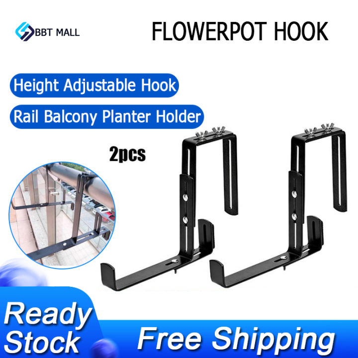 1 Pair Hook Trough Plant Pot Hanging Rail Balcony Planter Holder ...