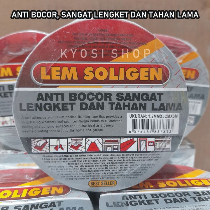 Lem Talang SOLIGEN / Lem Tambal Seng / Lem Genteng / Lem Lakban Anti Bocor 3 Meter | Lazada ...