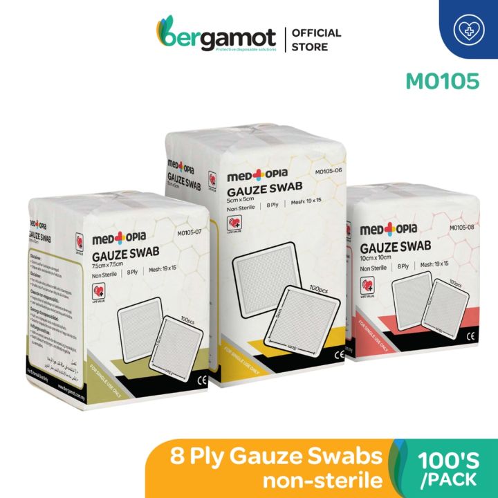 M0105 Woundcare Cotton 8 Ply Gauze Swabs Mesh Count 19 x 15 (Non ...