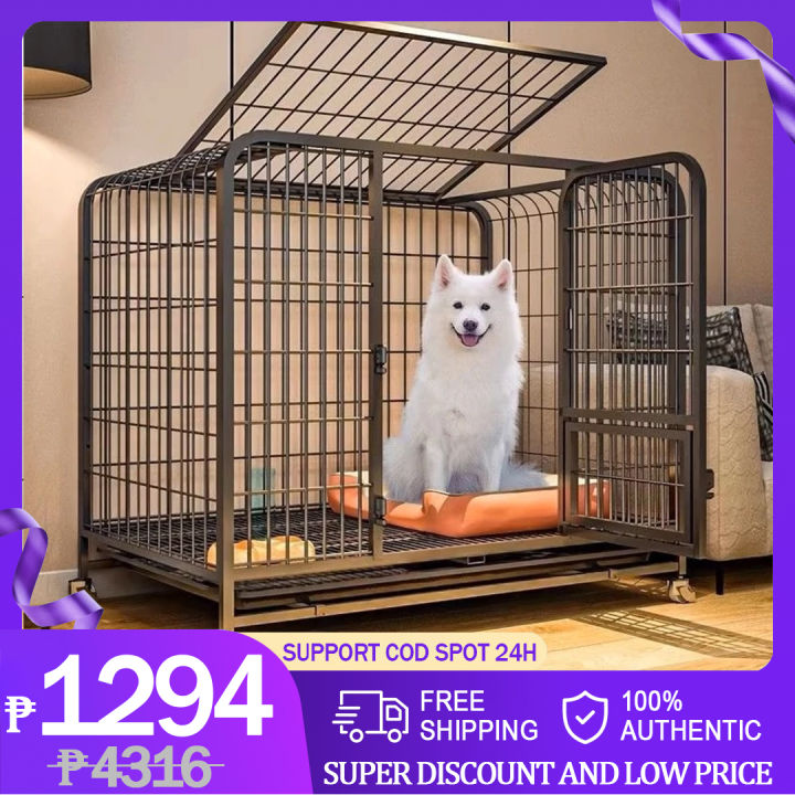 Square Tube Dog Cage Stainless Pet Dog Cage With Poop Tray Metal Cage ...