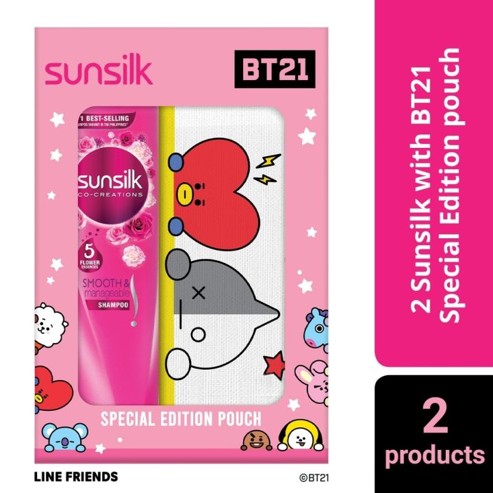 Sunsilk Smooth & Manageable Shampoo 2 x 350mL with Yellow BT21 Special ...