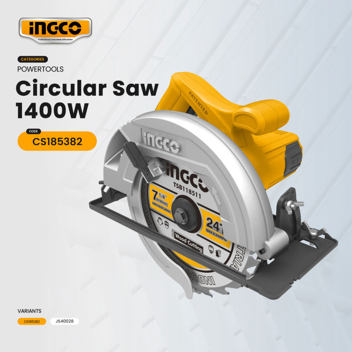 Ingco Electric Circular Saw 7-1/4" CS185382 - 1400W | CS185182 - 1200W ...