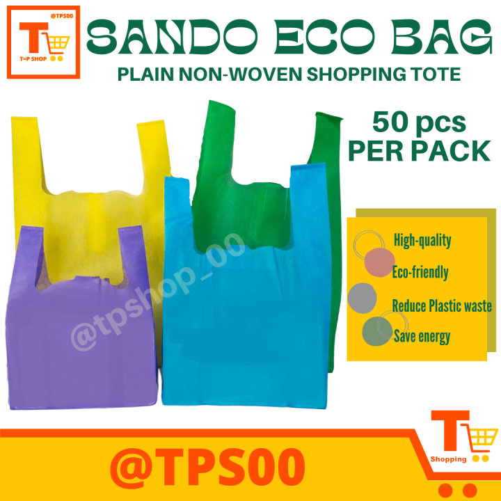 50PCS SANDO ECO BAG PLAIN NON-WOVEN REUSABLE SHOPPING TOTE | Lazada PH