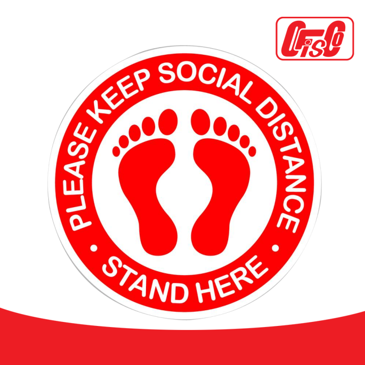 Please Keep Social Distance Stand Here Customized Sticker Guide 12"x12 ...