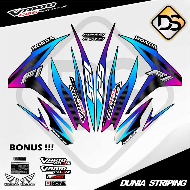 STRIPING STICKER STOCK DECAL VARIASI HONDA VARIO 125 CBS TECHO / VARIO ...