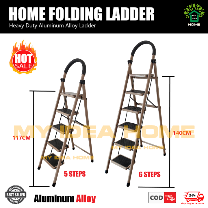 Home Folding Ladder 4, 5 & 6Steps Heavy-Duty Aluminum Alloy Ladder ...