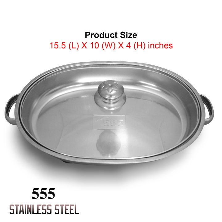 Multi Purpose Warmer Buffet Stainless Steel Oval Food Tray with Glass ...