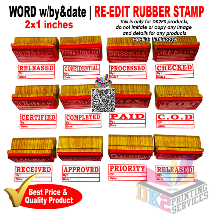 RECEIVED SAMPLE CUSTOMIZED RUBBER STAMP, MACHINE MADE, WOOD HANDLE, and ...
